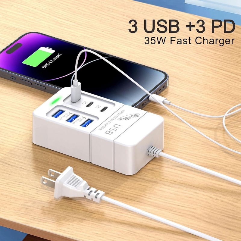 New style mobile phone charger 3PD3USB multi-port charging head 6USB ...