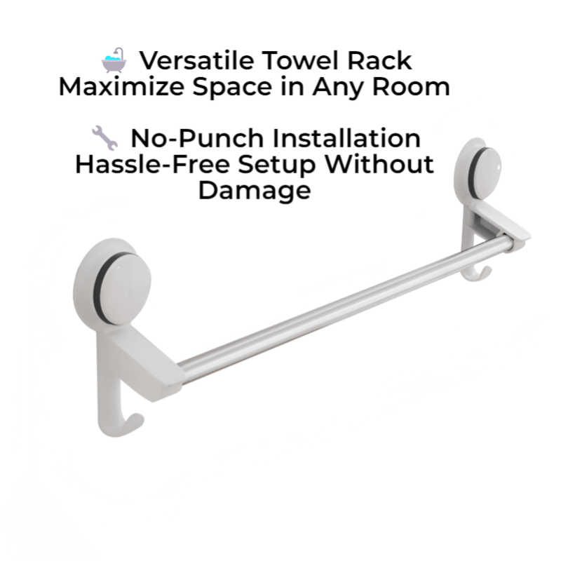 Suction Cup Bathroom Towel Rack – Double Rod Bath Towel Holder