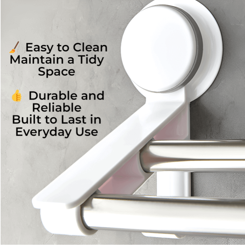 Suction Cup Bathroom Towel Rack – Double Rod Bath Towel Holder
